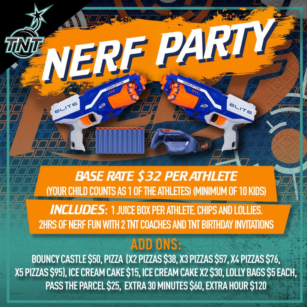 Nerf Party Package | TNT All Stars Cheerleading, Perth